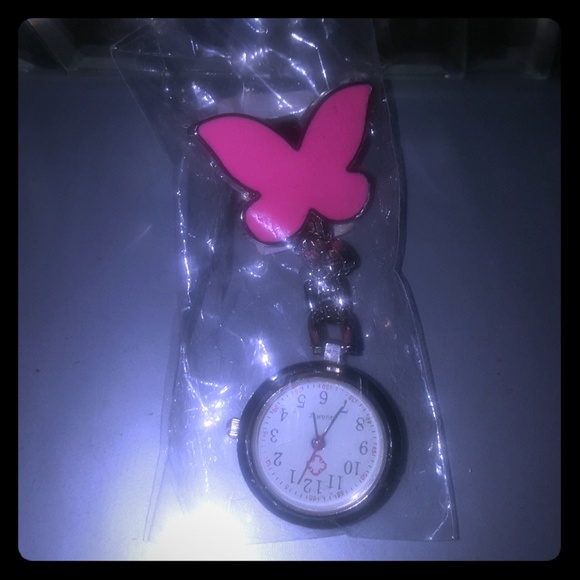 Accessories | Pink Butterfly Lapel Watch | Poshmark